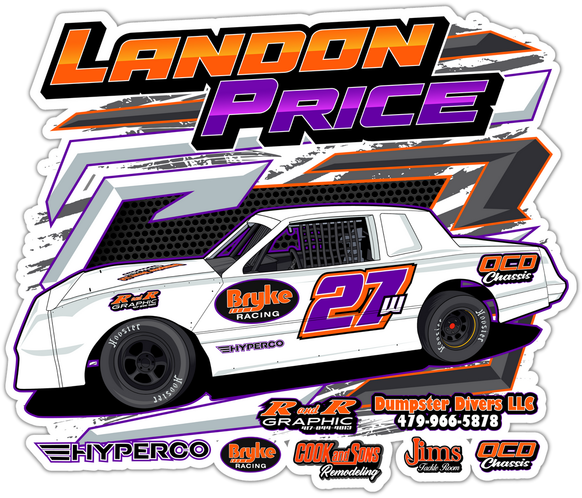 Landon Price | 2023 | Kiss-Cut Vinyl Decal 2 – Five Star Racewear