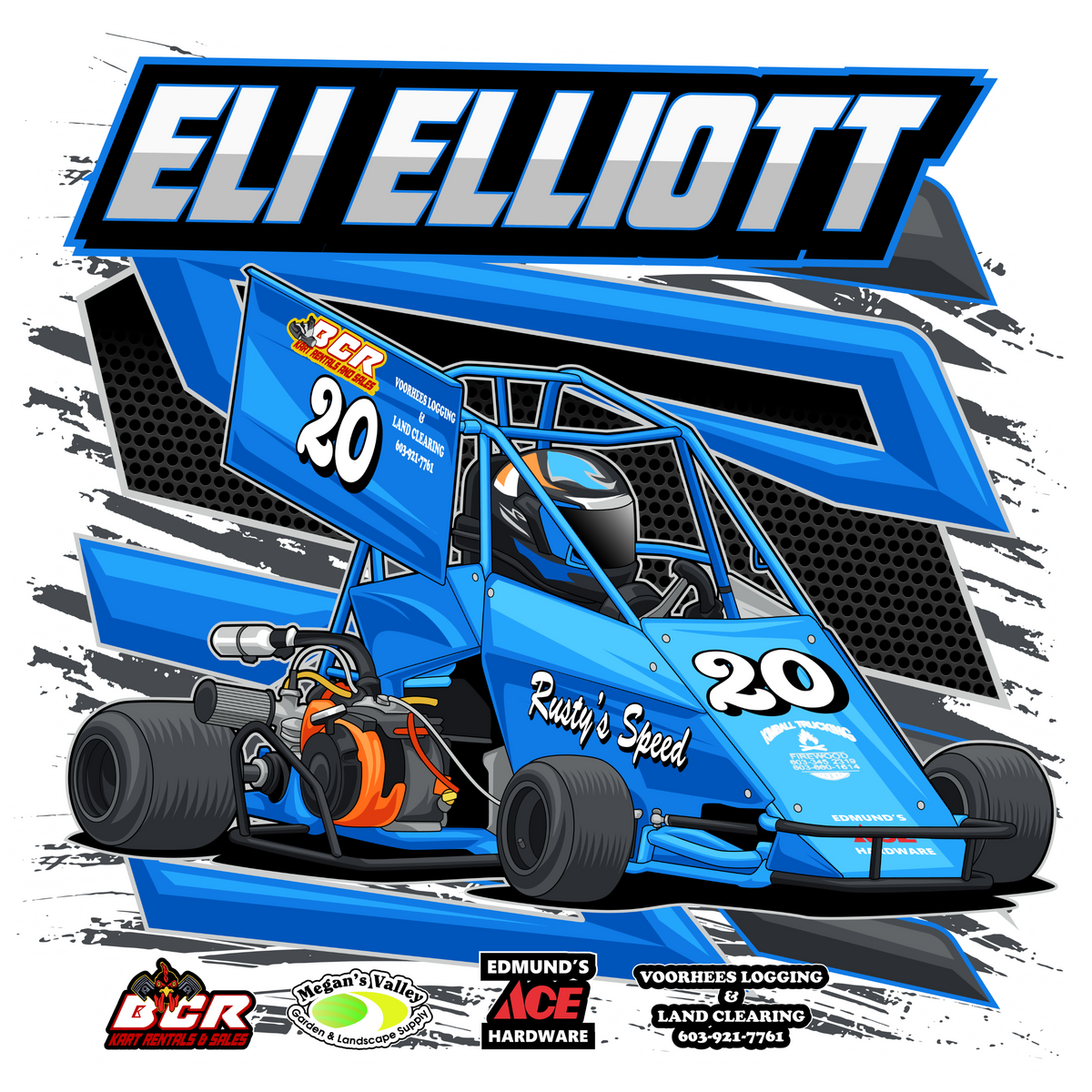 Eli Elliott | 20 | 2023 | Kiss-Cut Vinyl Decal 2 – Five Star Racewear