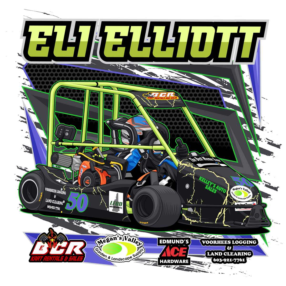 Eli Elliott 50 | 2023 | Kiss-Cut Vinyl Decal 2 – Five Star Racewear