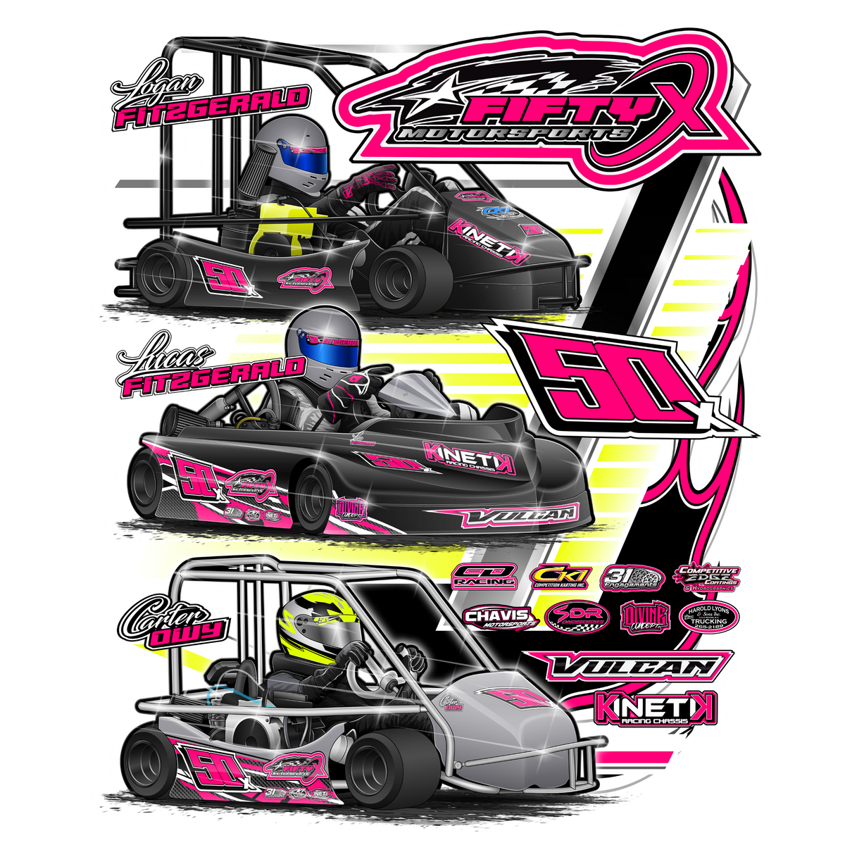 FiftyX Motorsports | 2023 | Kiss-Cut Vinyl Decal 2 – Five Star Racewear