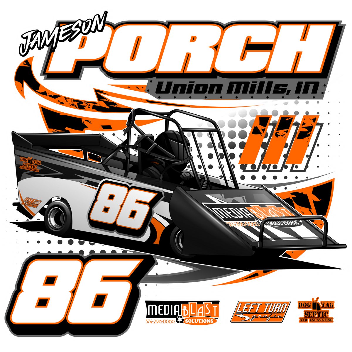 Jameson Porch | 2023 | Kiss-Cut Vinyl Decal 2 – Five Star Racewear